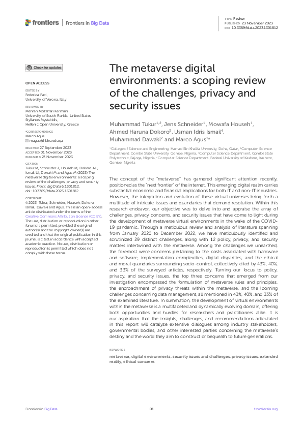 (PDF) The metaverse digital environments: a scoping review of the ...