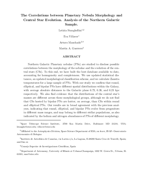(PDF) The Correlations between Planetary Nebula Morphology and Central Star Evolution: Analysis ...