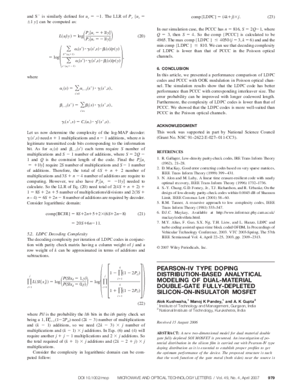 (PDF) Pearson‐IV type doping distribution‐based analytical modeling of ...
