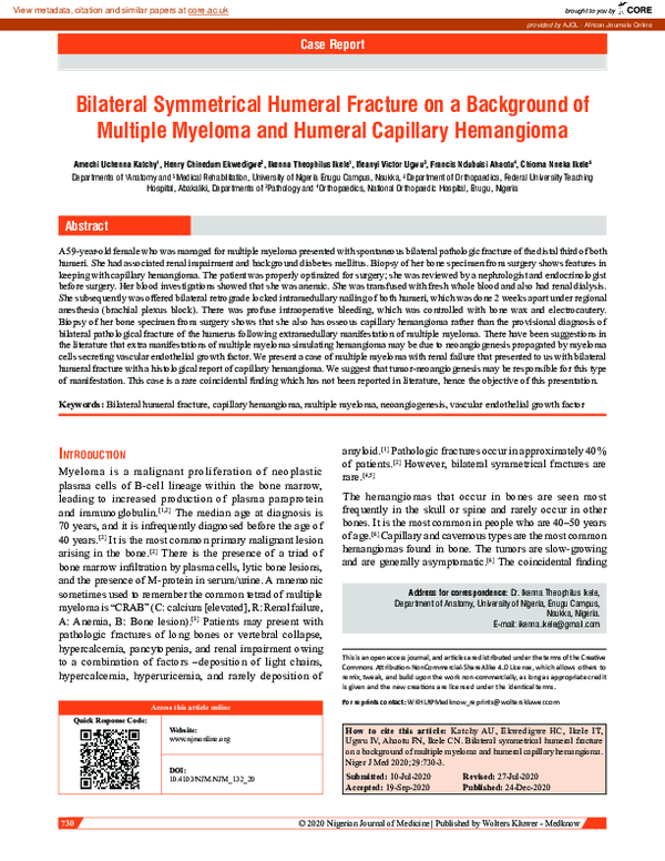 (PDF) Bilateral symmetrical humeral fracture on a background of ...