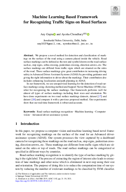 (PDF) Machine Learning Based Framework for Recognizing Traffic Signs on ...