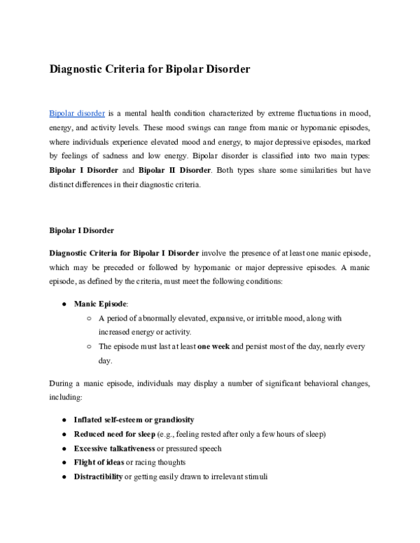 (PDF) Diagnostic Criteria for Bipolar Disorder