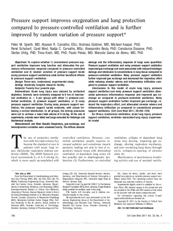 (PDF) Pressure support improves oxygenation and lung protection compared to pressure-controlled ...