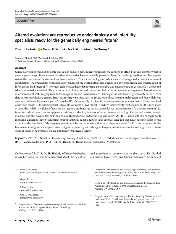 (PDF) Altered evolution: are reproductive endocrinology and infertility ...
