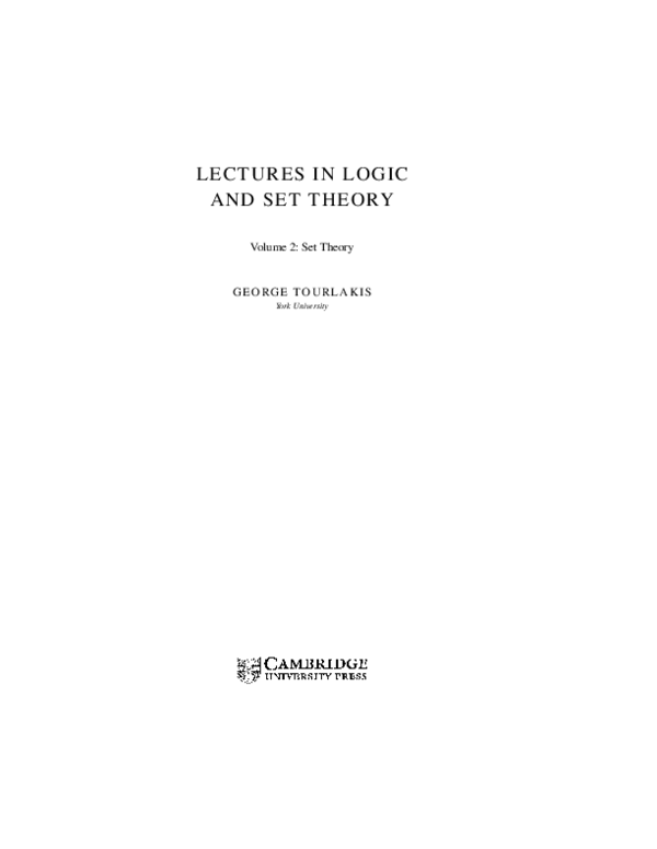 (PDF) Lectures in Logic and Set Theory