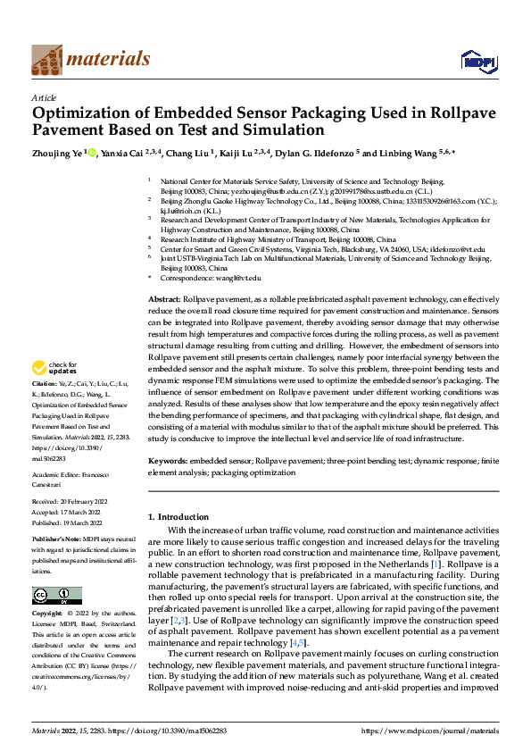 (PDF) Optimization of Embedded Sensor Packaging Used in Rollpave ...