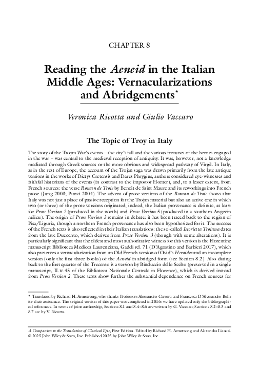 (PDF) Reading the Aeneid in the Italian Middle Ages: Vernacularizations ...