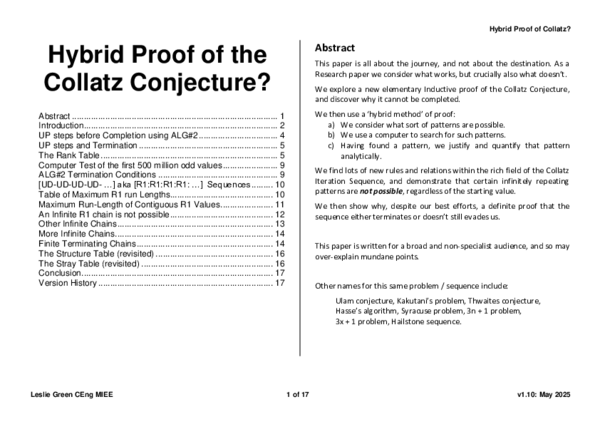(PDF) Hybrid Proof of Collatz?