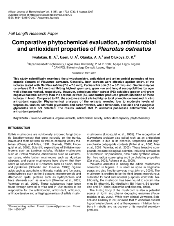 (PDF) Comparative phytochemical evaluation, antimicrobial and antioxidant properties of ...