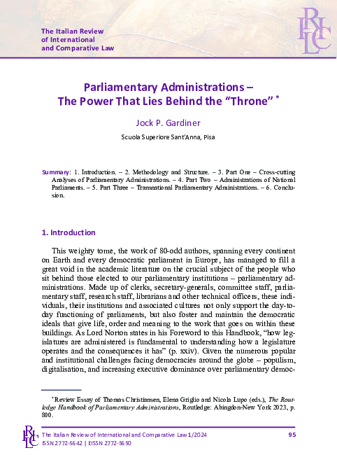 (PDF) Parliamentary Administrations – The Power That Lies Behind the ...