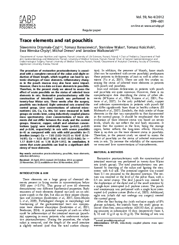 (PDF) Trace elements and rat pouchitis