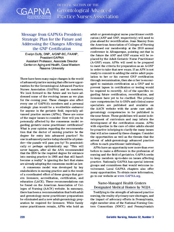 (PDF) Message from GAPNA’s President: Strategic Plan for the Future and ...