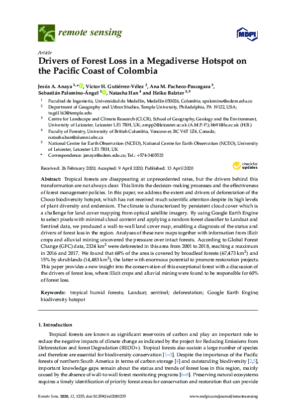 (PDF) Drivers of Forest Loss in a Megadiverse Hotspot on the Pacific ...