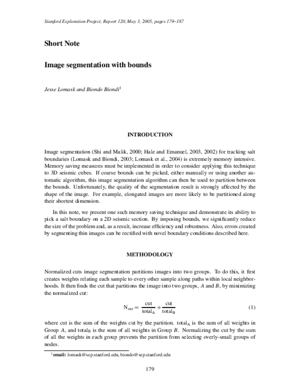 (PDF) Short Note Image segmentation with bounds
