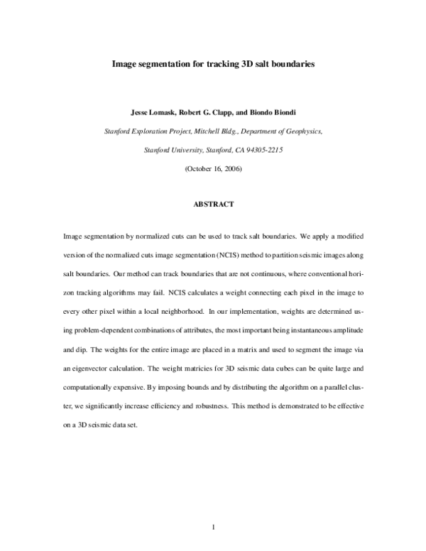 (PDF) Image segmentation for tracking 3D salt boundaries