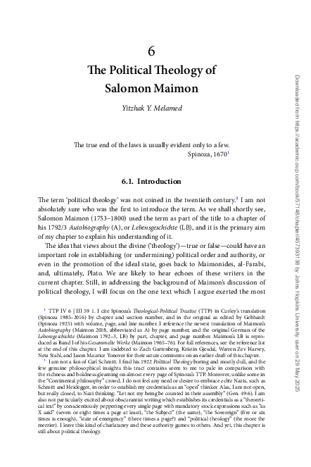 (PDF) The Political Theology of Salomon Maimon