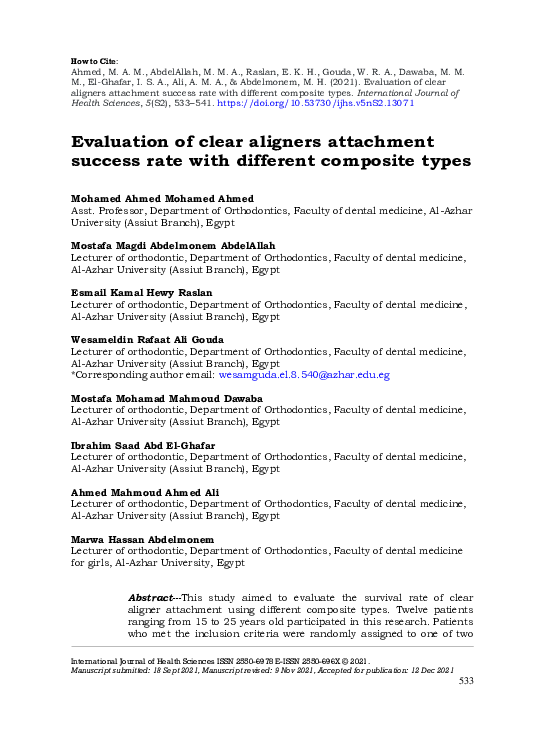 (PDF) Evaluation of clear aligners attachment success rate with ...