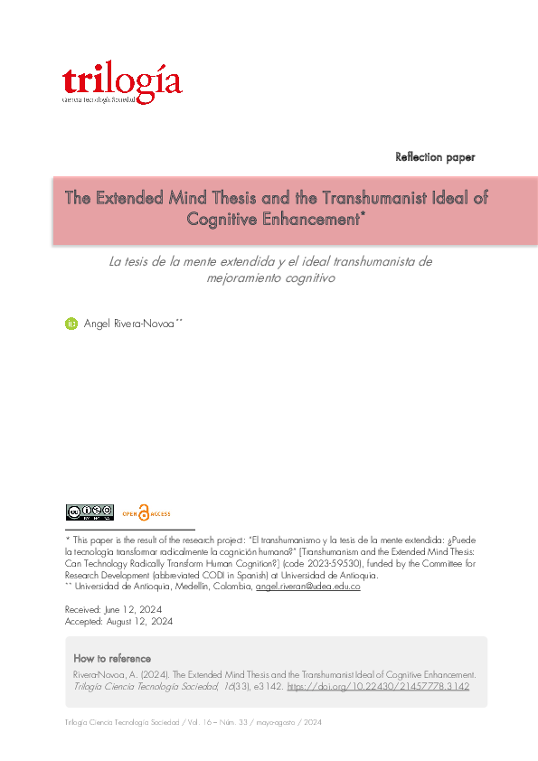 (PDF) The Extended Mind Thesis and the Transhumanist Ideal of Cognitive ...