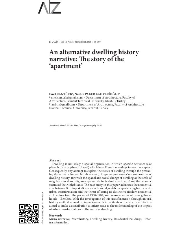 (PDF) An alternative dwelling history narrative: The story of the ...