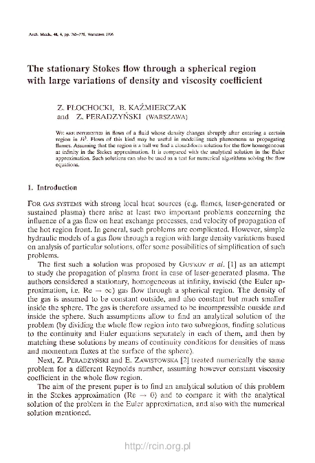 (PDF) The stationary Stokes flow through a spherical region with large ...