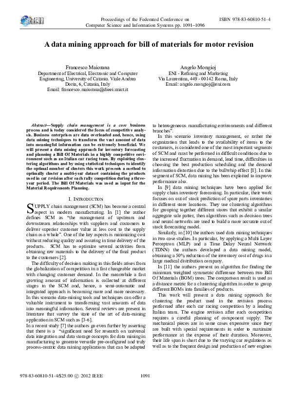 (PDF) A data mining approach for bill of materials for motor revision