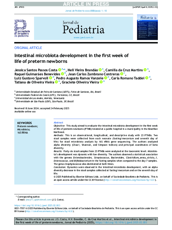 (PDF) Intestinal microbiota development in the first week of life of ...