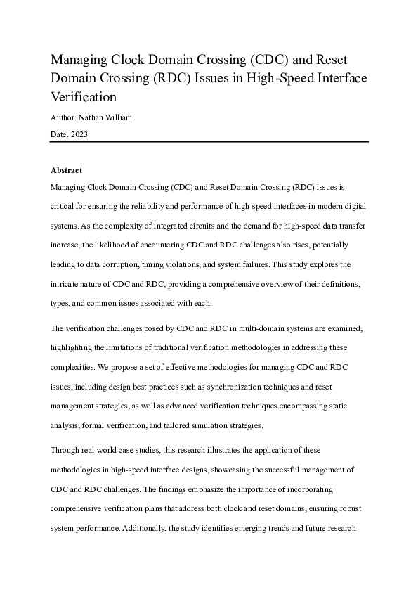 (PDF) Managing Clock Domain Crossing (CDC) and Reset Domain Crossing ...