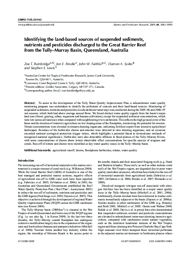 (PDF) Identifying the land-based sources of suspended sediments ...