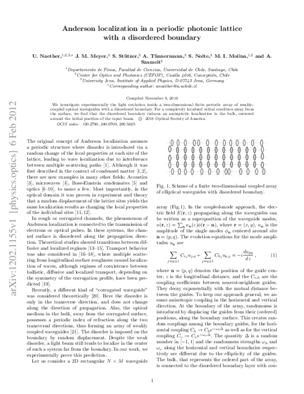 (PDF) Anderson localization in a periodic photonic lattice with a disordered boundary
