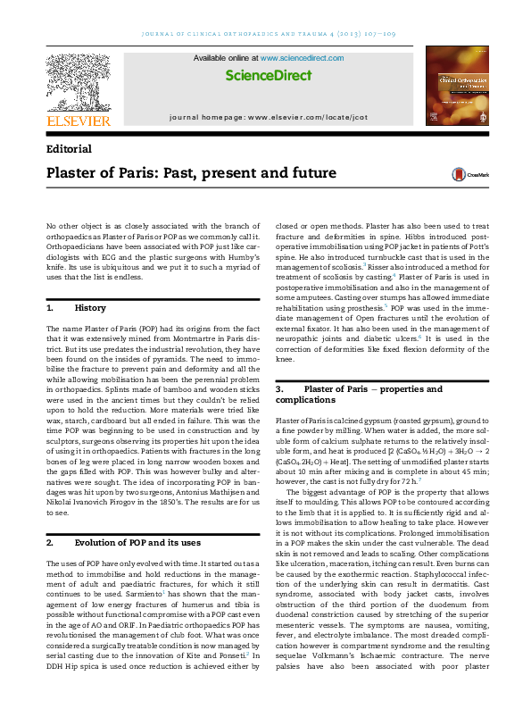 (PDF) Plaster of Paris: Past, present and future