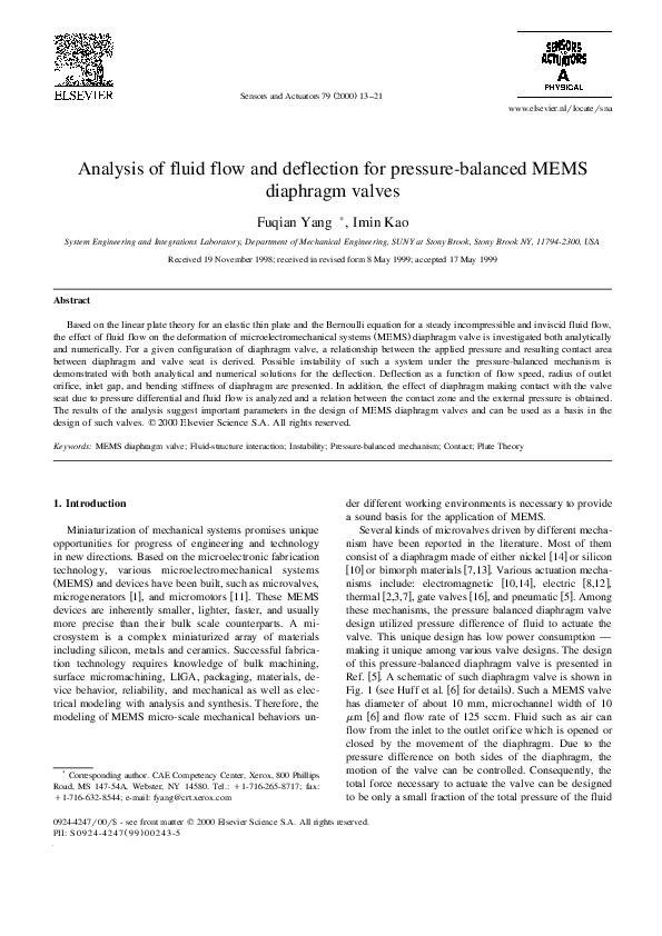 (PDF) Analysis of fluid flow and deflection for pressure-balanced MEMS ...