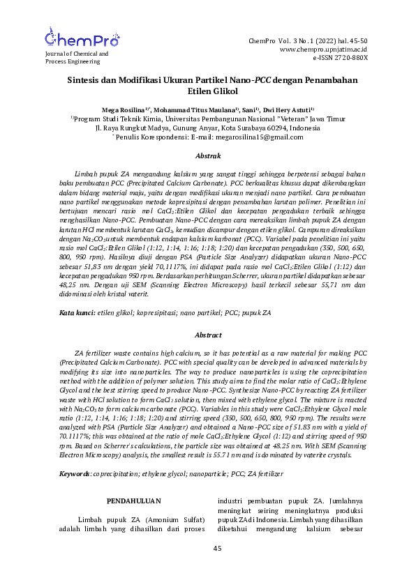 (PDF) Sintesis dan Modifikasi Ukuran Partikel Nano-PCC dengan ...