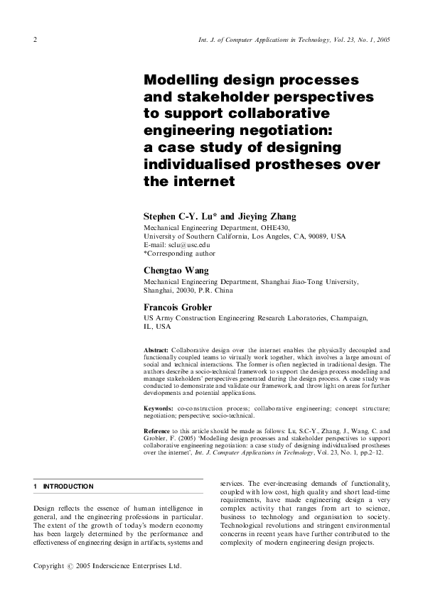 (PDF) Modelling design processes and stakeholder perspectives to support collaborative ...