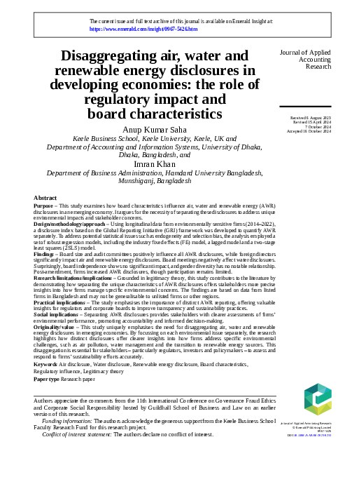 (PDF) Disaggregating air, water and renewable energy disclosures in ...