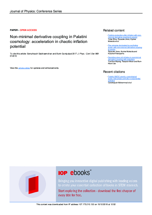 (PDF) Non-minimal derivative coupling in Palatini cosmology ...