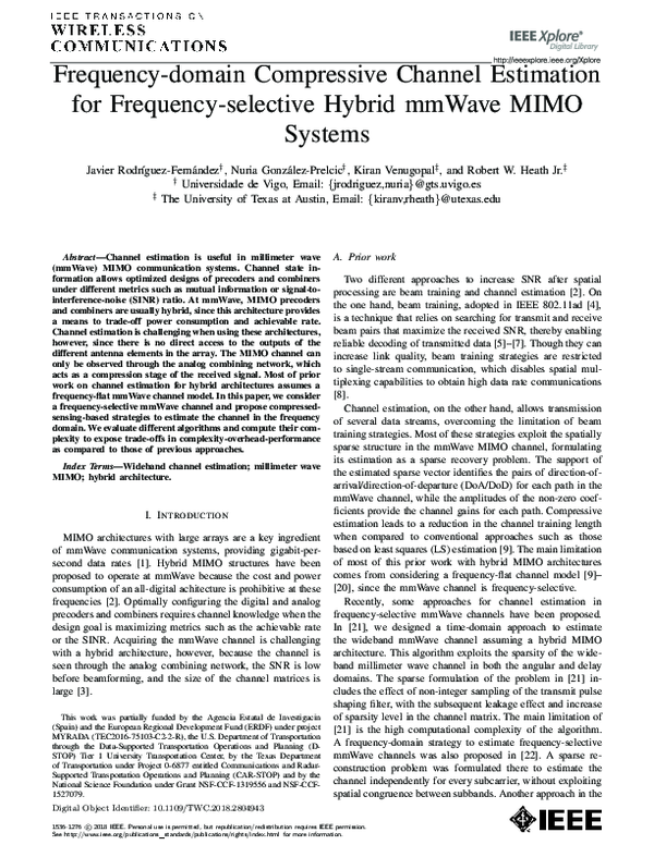(PDF) Frequency-Domain Compressive Channel Estimation for Frequency-Selective Hybrid Millimeter ...