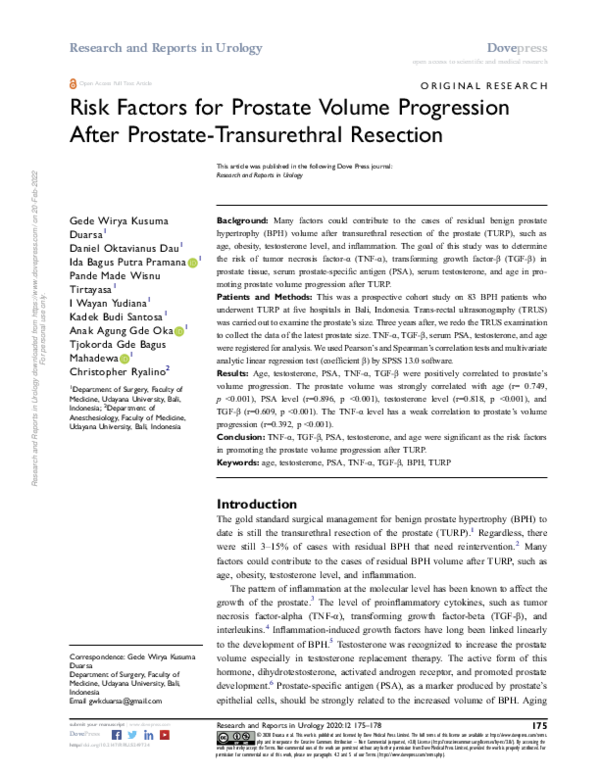 (PDF) Risk Factors for Prostate Volume Progression After Prostate ...