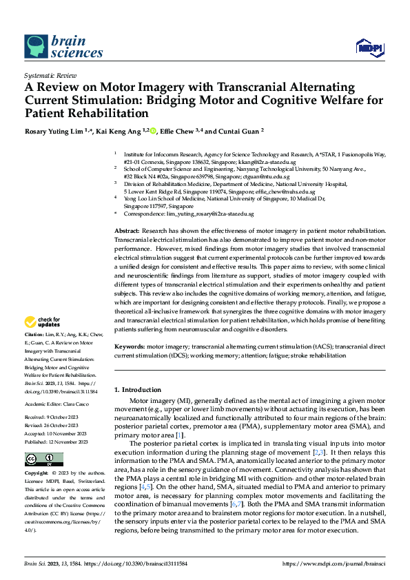 (PDF) A Review on Motor Imagery with Transcranial Alternating Current ...