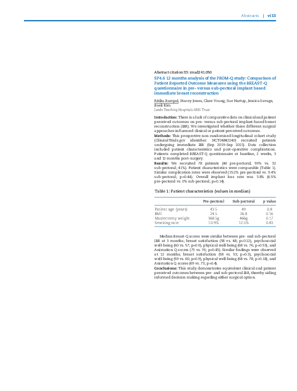 (PDF) SP4.6 12 months analysis of the PROM-Q study: Comparison of ...