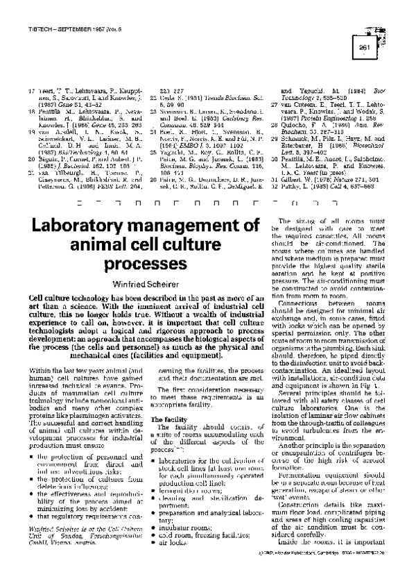 (PDF) Laboratory management of animal cell culture processes