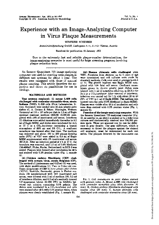 (PDF) Experience with an Image-Analyzing Computer in Virus Plaque ...