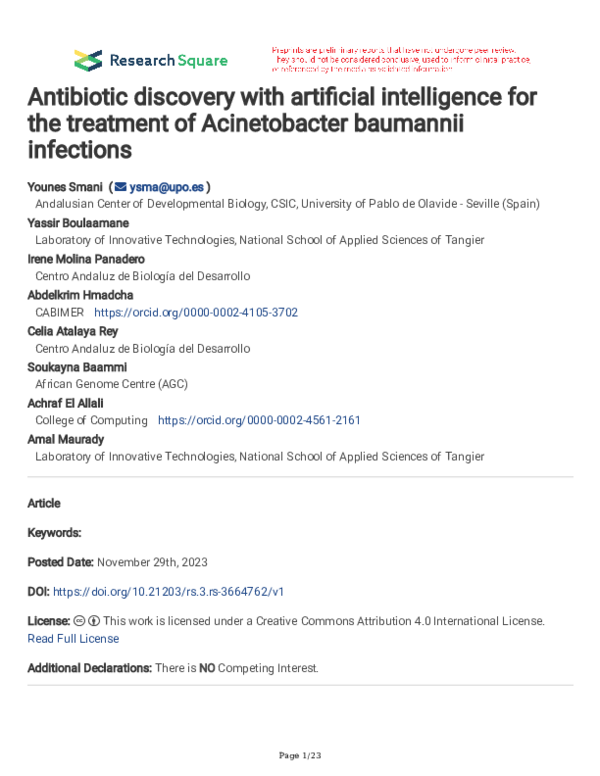 (PDF) Antibiotic discovery with artificial intelligence for the ...
