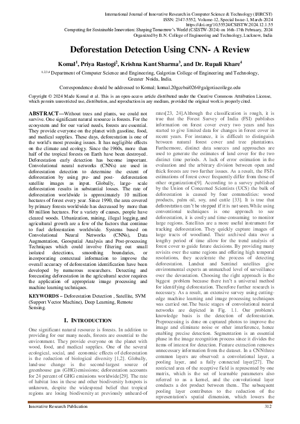 Pdf Deforestation Detection Using Cnn A Review