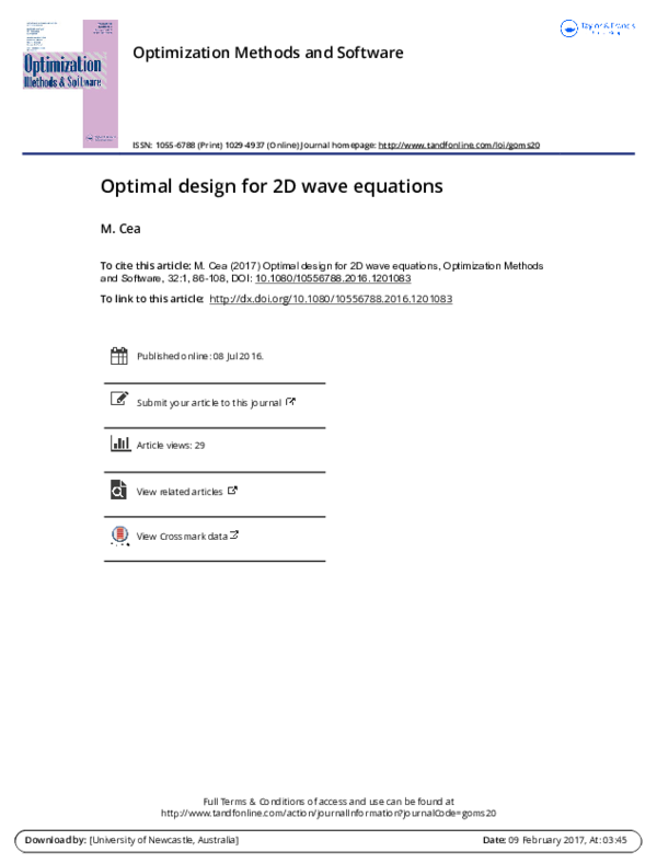 (PDF) Optimal design for 2D wave equations