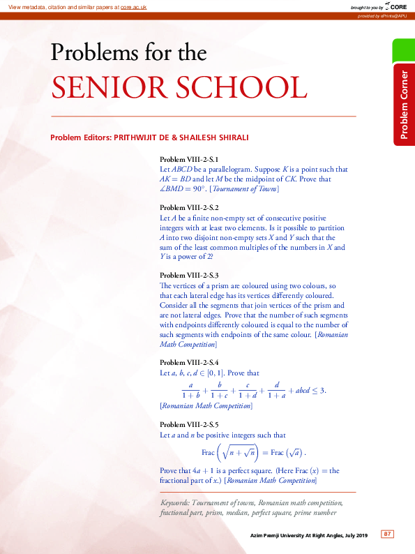(PDF) Problems for the senior school