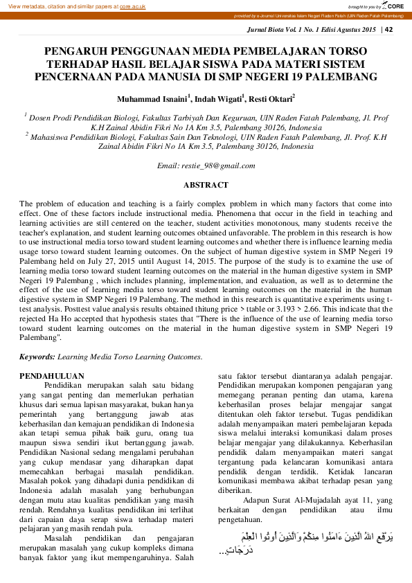(PDF) Pengaruh Penggunaan Media Pembelajaran Torso Terhadap Hasil Belajar Siswa Pada Materi ...