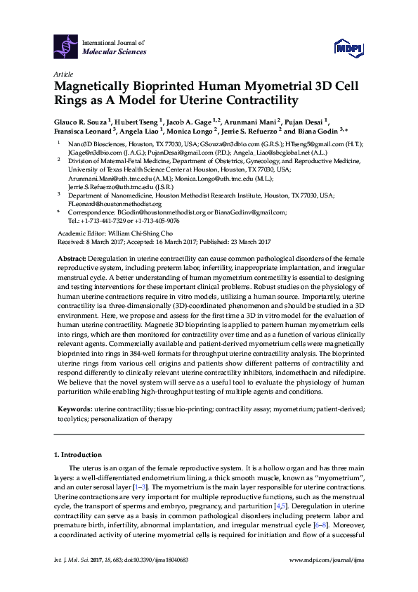 (PDF) Magnetically Bioprinted Human Myometrial 3D Cell Rings as A Model ...