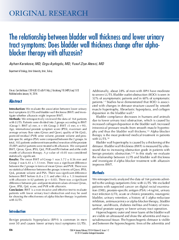 (PDF) The relationship between bladder wall thickness and lower urinary ...