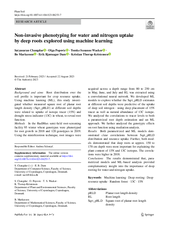 (PDF) Non-invasive phenotyping for water and nitrogen uptake by deep ...
