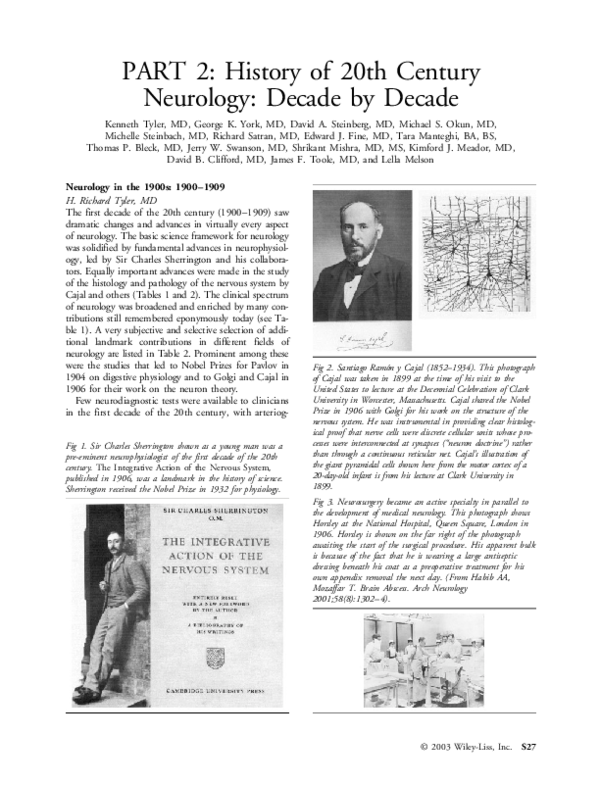 (PDF) Part 2: History of 20th century neurology: Decade by decade